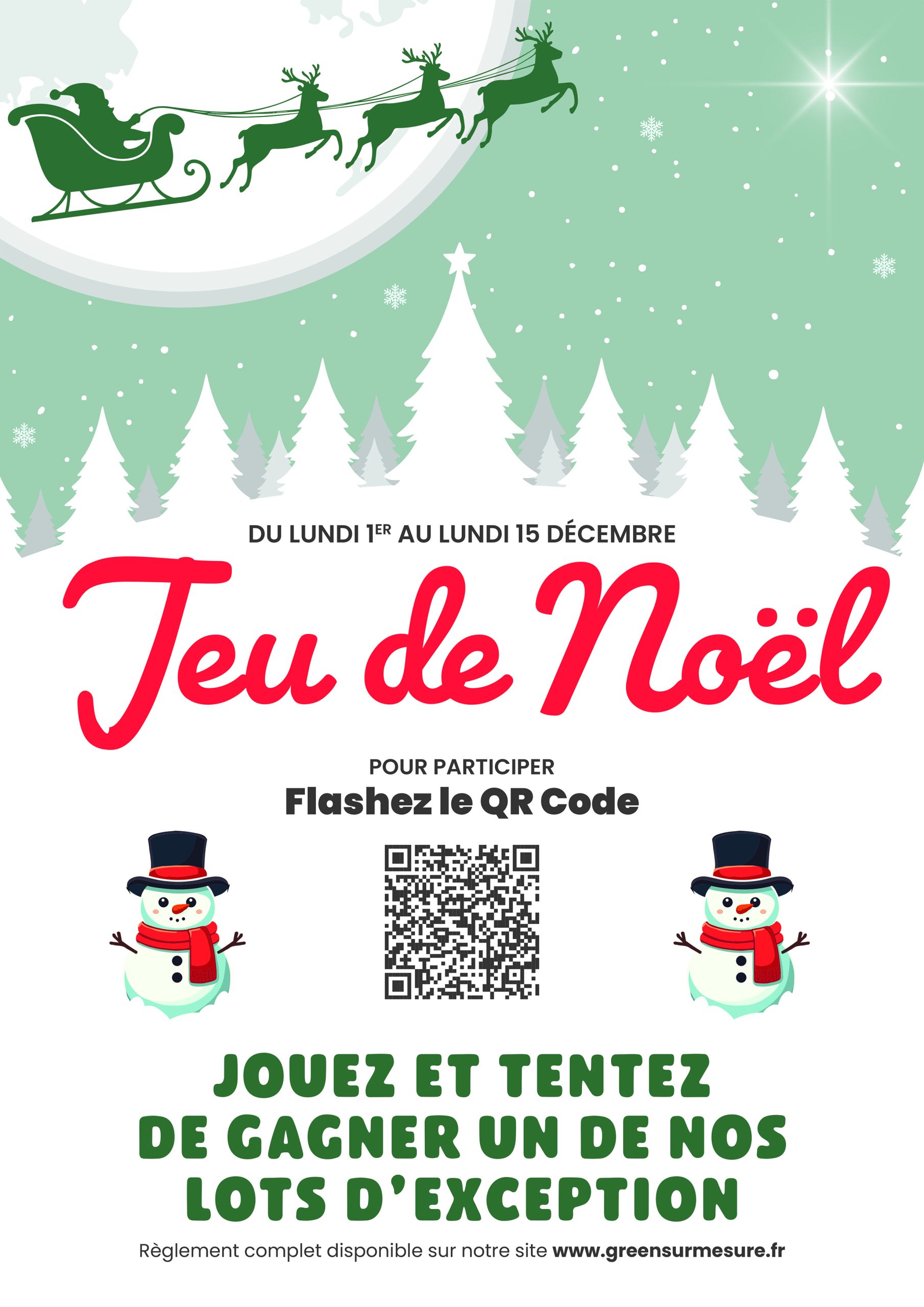 LISTE DES LOTS DE NOEL À GAGNER CHEZ GREEN SUR MESURE
